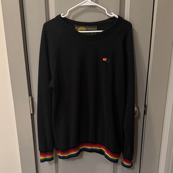 Aviator Nation | Sweaters | Aviator Nation Black Sweater With Rainbow ...